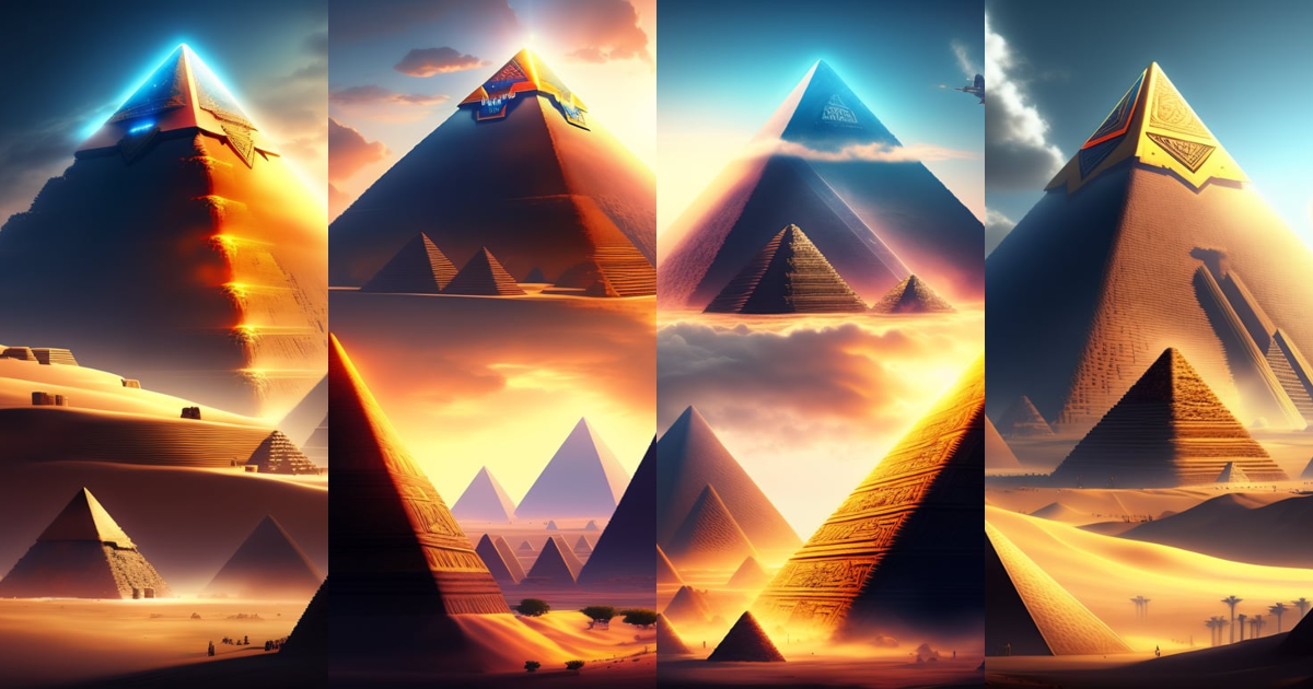 Lexica - Splash art of the pyramids of Giza, mystical energy in the air ...