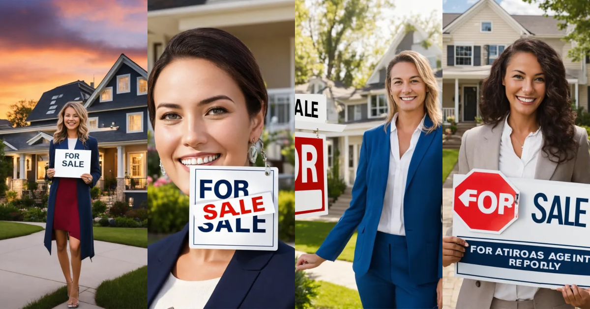 Lexica - A photo of a real estate agent. The agent is smiling and ...