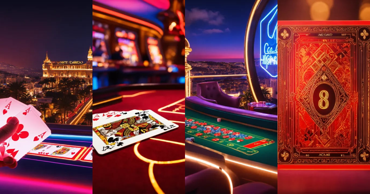 Lexica - MONTE CARLO, HIGH ROLLER SUITE HAND ON ACE CARD, 8K, NEON LIGHT