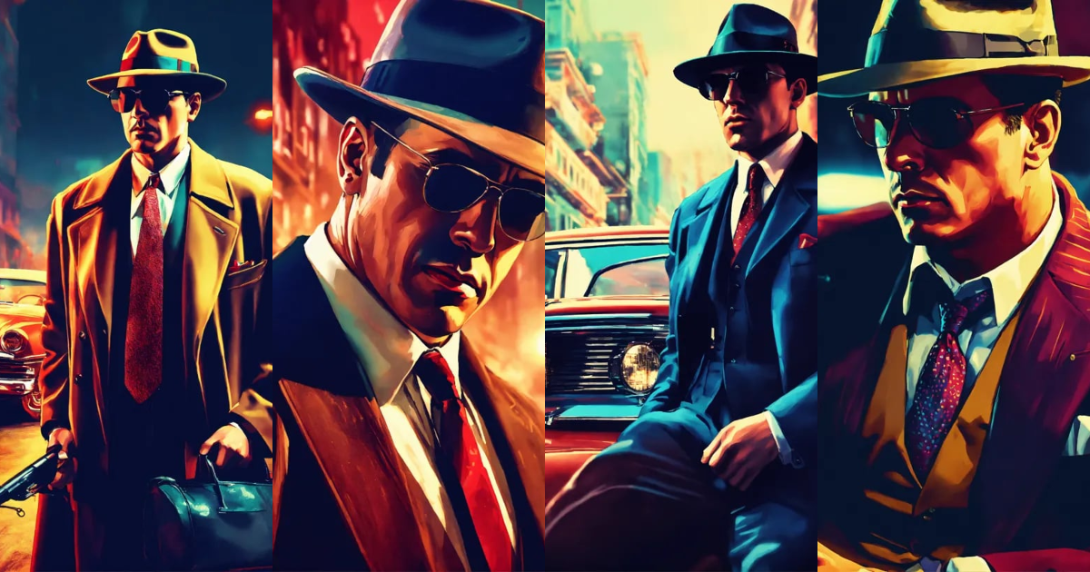 Lexica - Mafia gangster in 50's look, a digital vector art, saturated ...