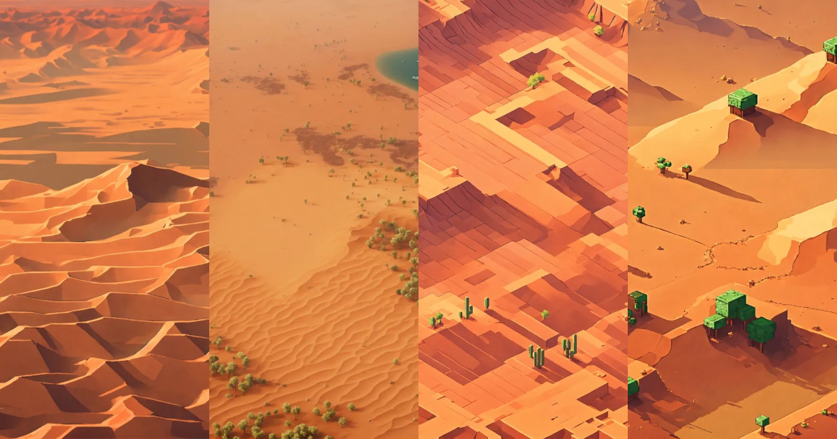 Lexica - Simple blocky pixel 8-bit image of a completely flat desert ...