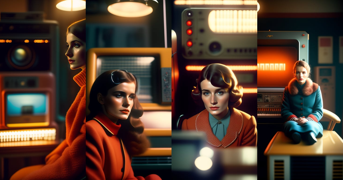 Lexica - A Soviet girl sitting in a chair in front of a soviet computer ...