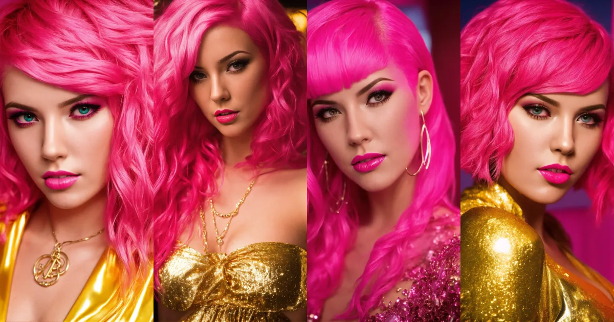 Lexica - Hot Gold Full Body Alecia Beth MooreHot Pink Hair, Hot Pink Hair, Hot Pink Eyes, Hot ...