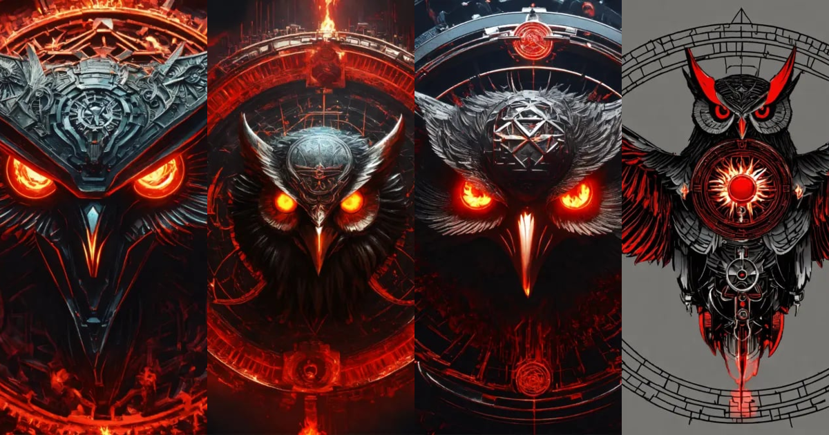 Lexica - Dark Evil Black, Red and black digital occultic sigil owl ...