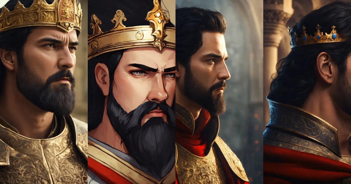 Lexica - Create a character for book cover medieval king , serious face ...