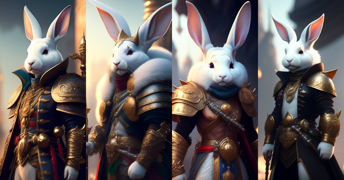 Lexica - An anthropomorphic white rabbit with a human face, a male ...