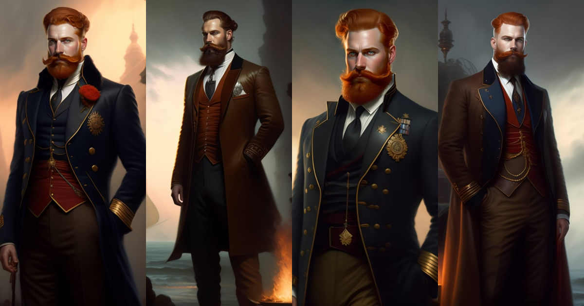 Lexica - Lovecraftian portrait of a 1920s captain with full beard ...