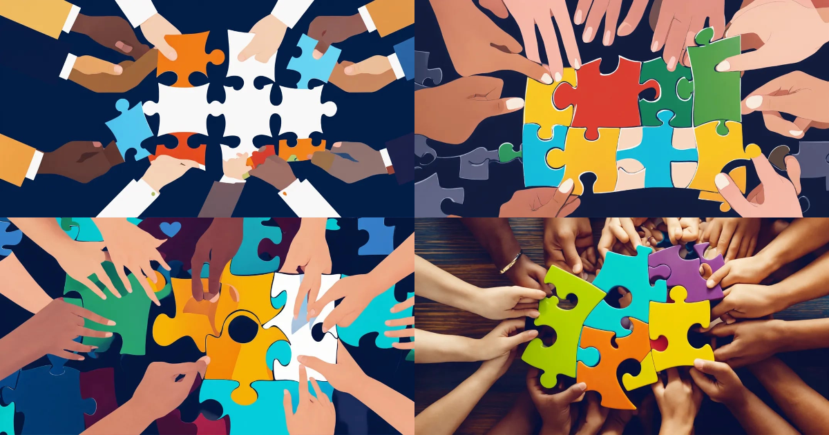 Lexica - Create an image showcasing a puzzle piece connecting with ...