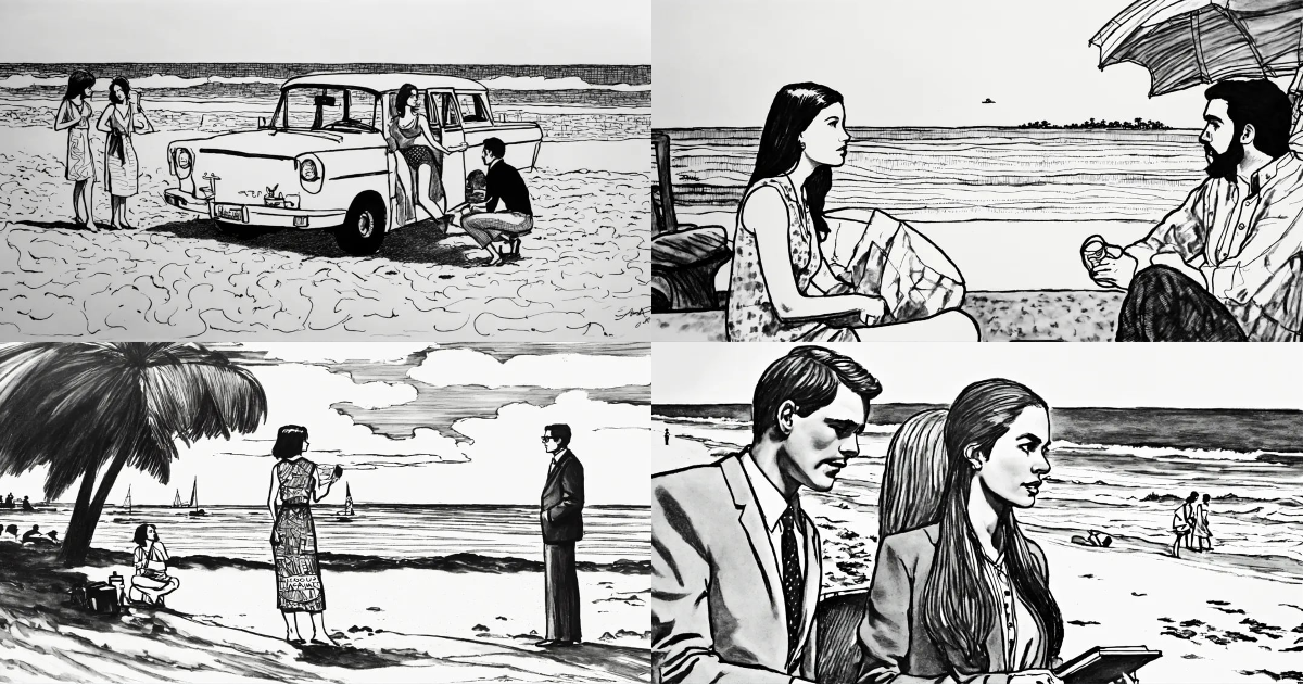 Lexica - Simple 1960s sharpie drawing black and white only.. Three ...