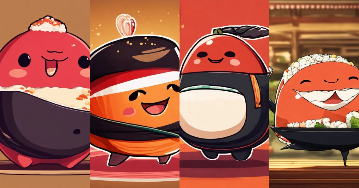 Lexica - Animated caricature of cute anthropomorphic dancing sushi and ...