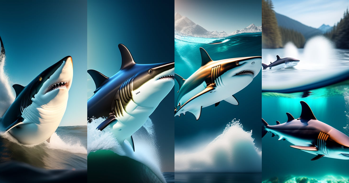 Lexica - Realistic, 8k, sharp, shark in the water