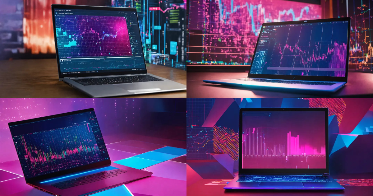 Lexica - Laptop to the right side of image with graphical data on it ...