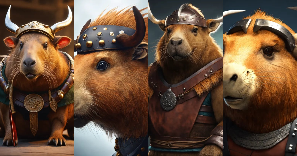 Lexica - Game character hyper-realistic evil capybara viking with ...