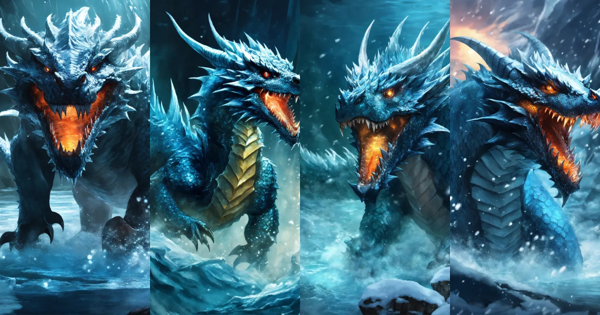 Lexica - Frost dragon in cold water, icy and snowy, dnd, fantasy, evil ...
