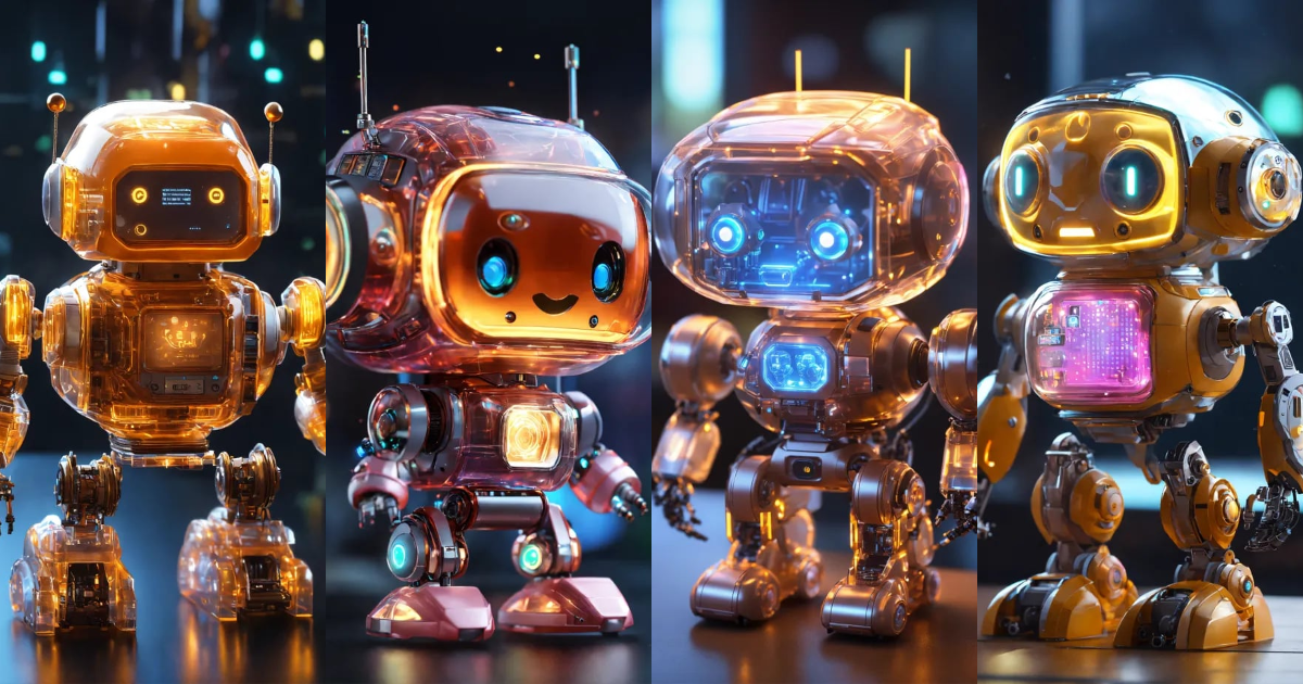Lexica - Cute aesthetic, a (tiny cute translucent polycarbonate robot ...