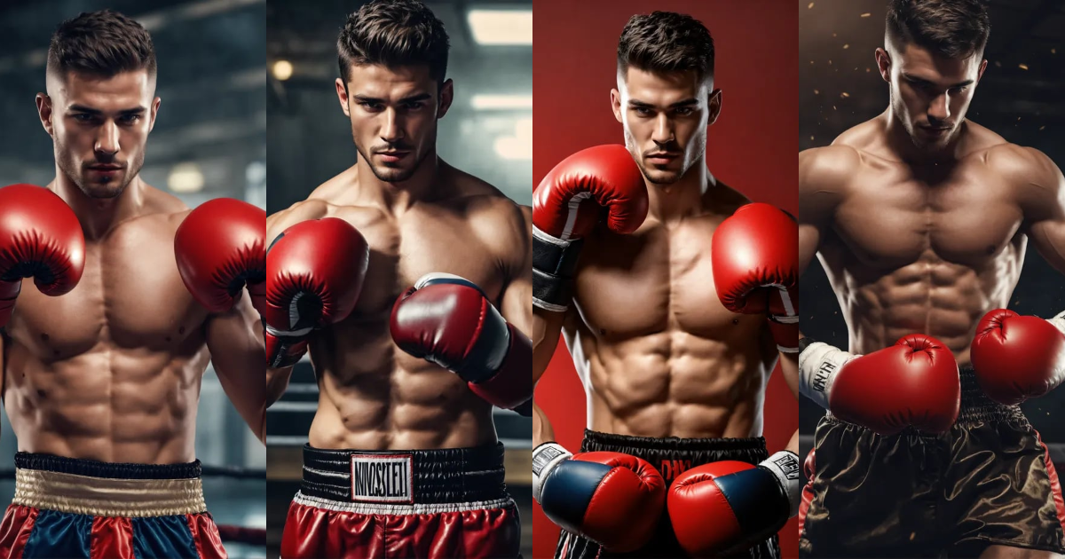 Lexica - A realistic beautiful man with boxing hands
