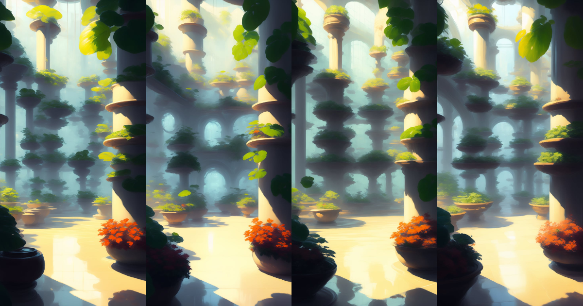 Lexica - Greg manchess concept art of a lush indoor hydroponics lab in a far - future utopian ...