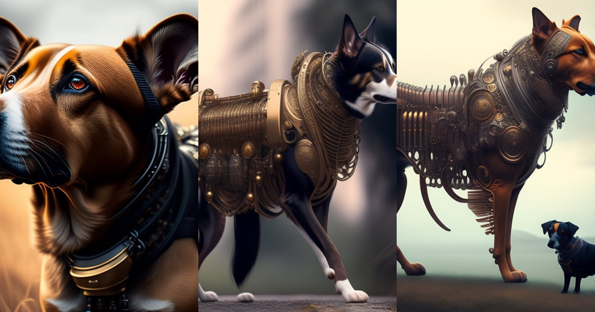Lexica - A highly detailed long shot photo of mechanical dog character ...