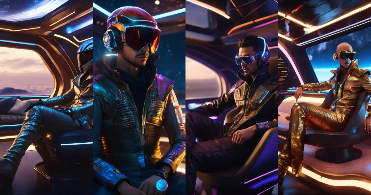 Lexica - Zoom out of a alien male rockstar wearing cool space fashion ...
