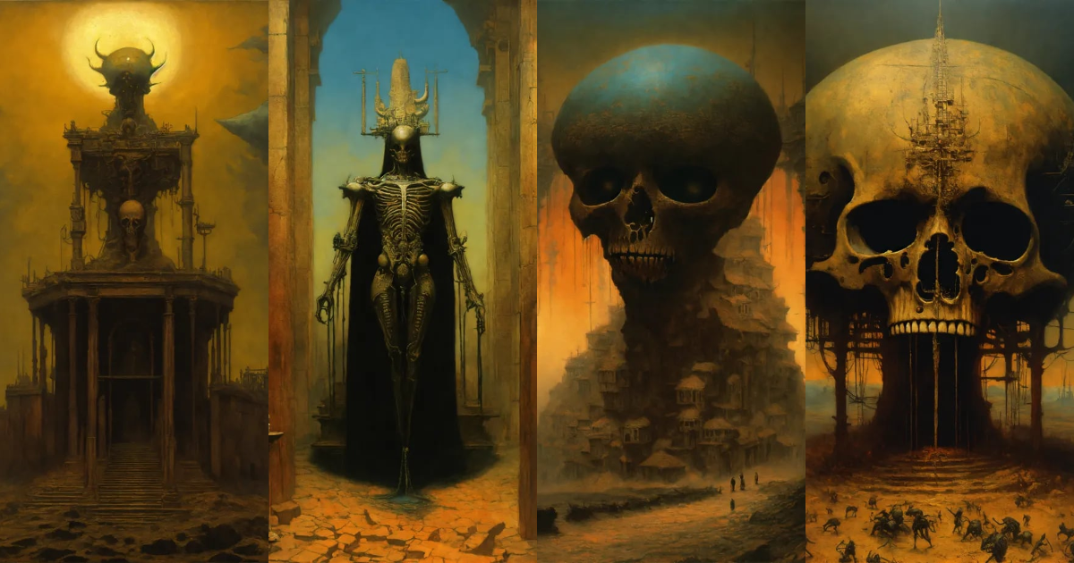 Lexica - A painting by beksinski, Giger, and Caravaggio