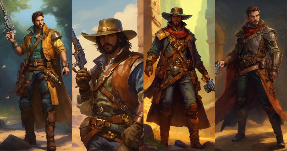Lexica - Male human bounty hunter treasure seeker, with a dueling ...