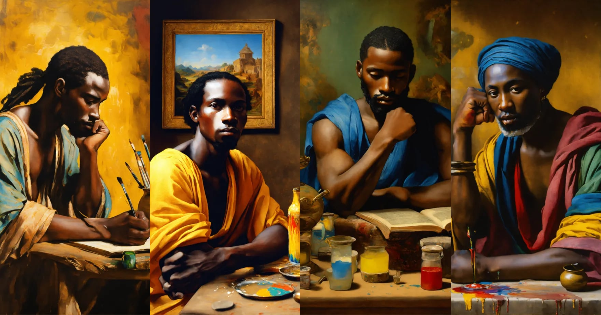 Lexica - Potrait of a african village setting;The Thinker,A male ...