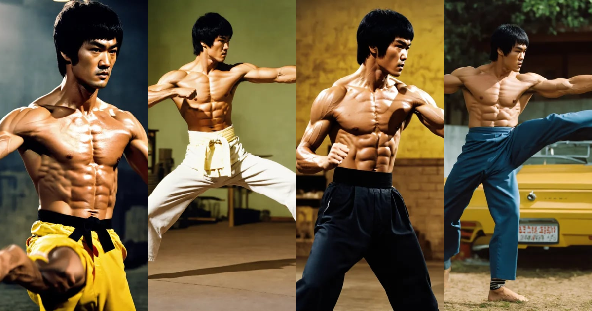 Lexica - Bruce Lee muscle doing karate moves