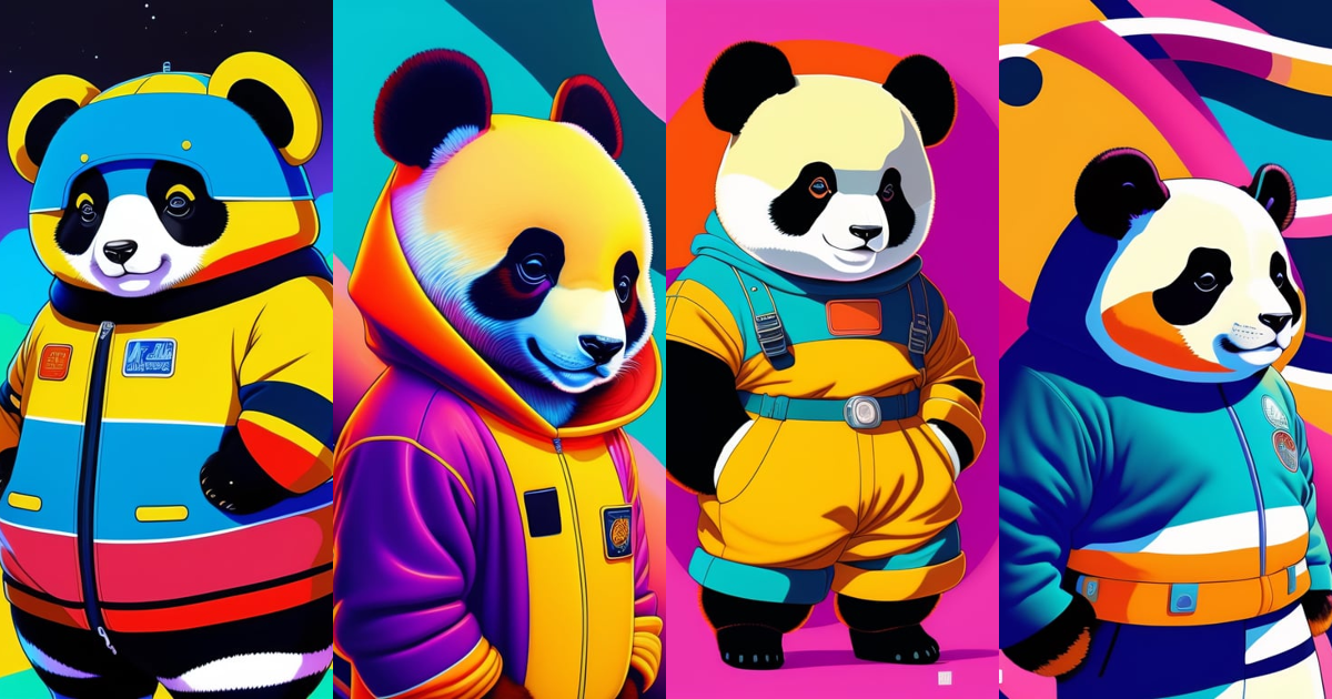 Lexica - 60s cartoon style photo of a Panda bear wearing underground ...