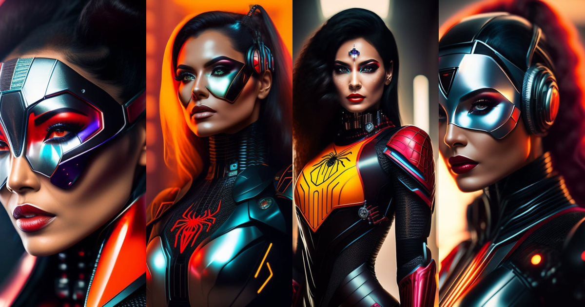 Lexica - Portrait of spiderwoman as a robot, cyberpunk machine, machine ...