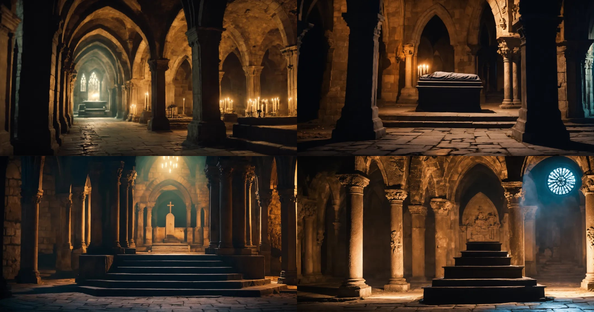 Lexica - Cinematic vampire underworld movie look, old gothic crypt by ...