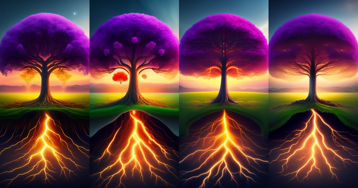 Lexica - Healthy power lightning tree roots heart fungi connected network