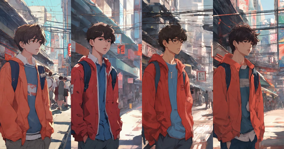 Lexica - A teenager school boy discovering Tokyo. Anime style. Vintage ...