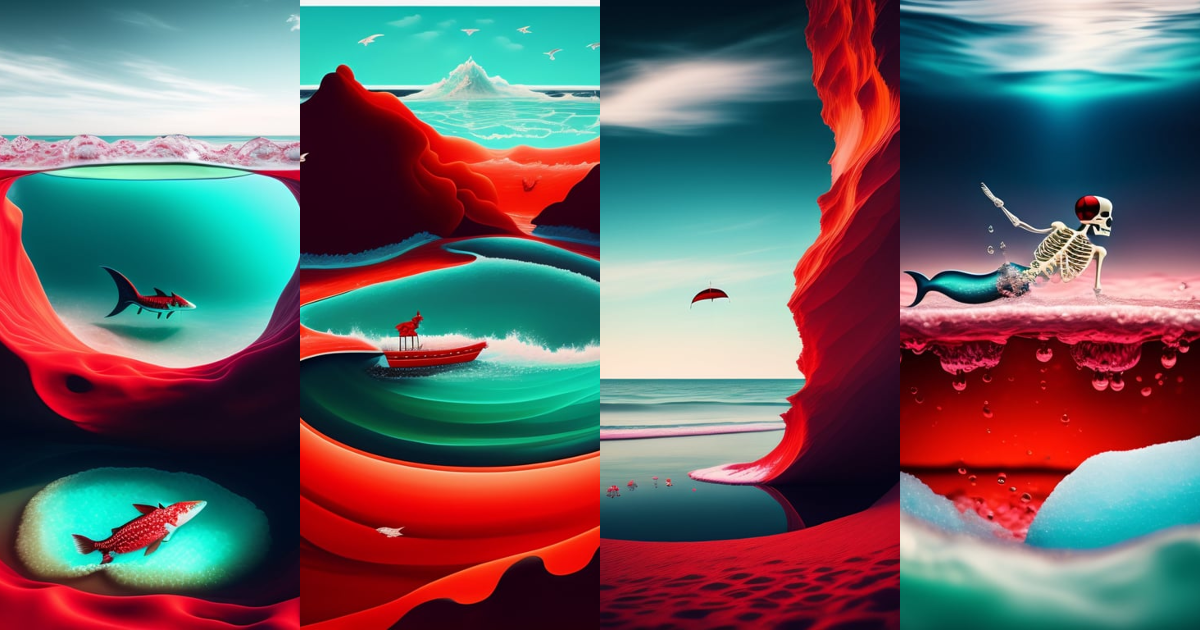 Lexica - Skeleton falling into the sea, a sea that is half ice half ...