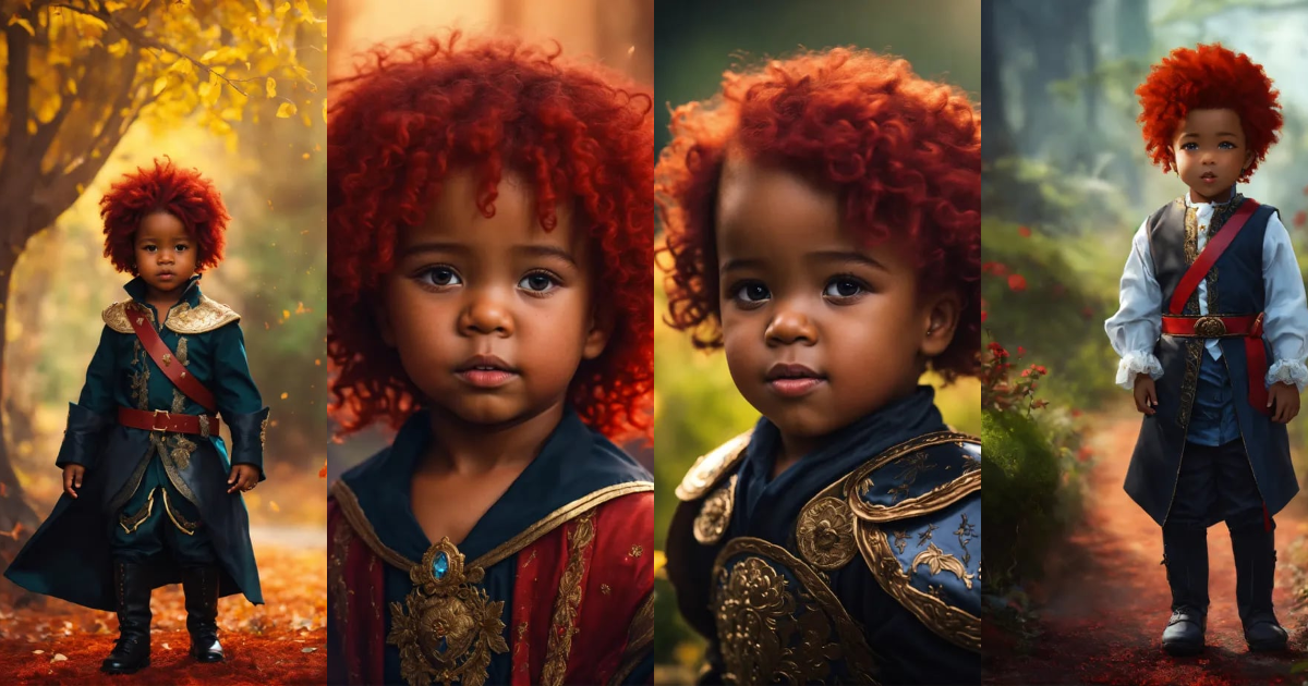 Lexica - Black toddler prince red hair 4k fantasy