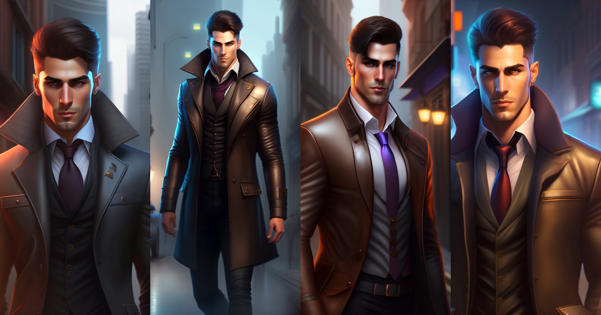 Lexica - Half body portrait of a handsome investigator, urban fantasy ...