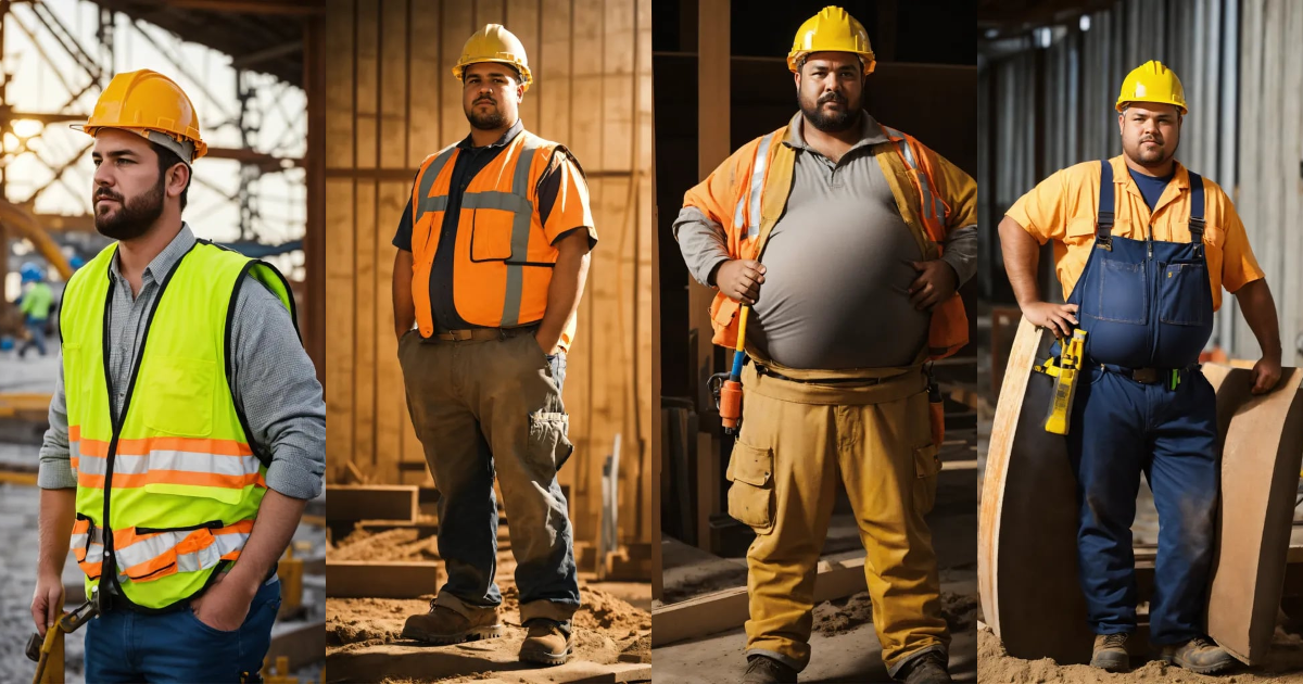Lexica - A construction worker, with a large round belly, amateur photo