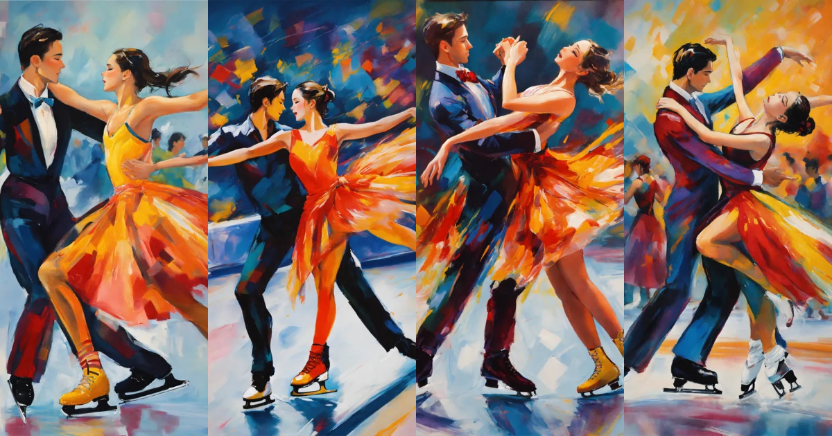 Lexica - In a Neo-Expressionist style, a couple of figure skaters take ...