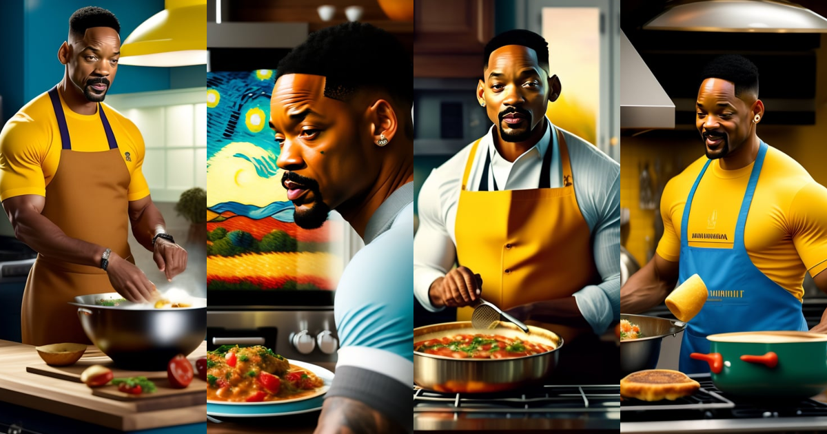 Lexica - A picture of Will Smith cooking as Van Gogh style