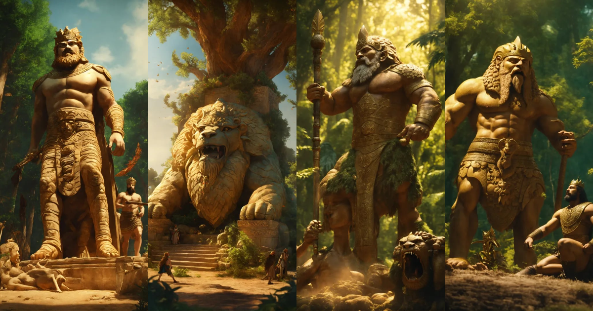 Lexica - Sumerian king Gilgamesh kills the monster Humbaba, who lives ...