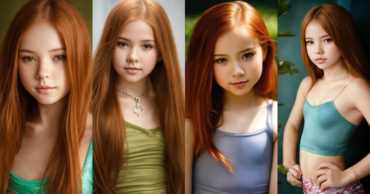 Lexica - Very pretty, red head tween girl, very young looking, center ...