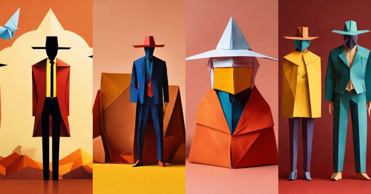 Lexica - 3 people the good, the bad and the ugly with origami ...