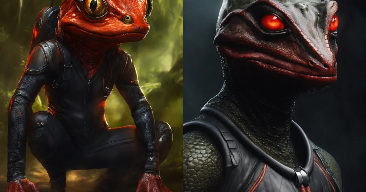 Lexica - Realistic drawing a full body portrait of an amphibious ...