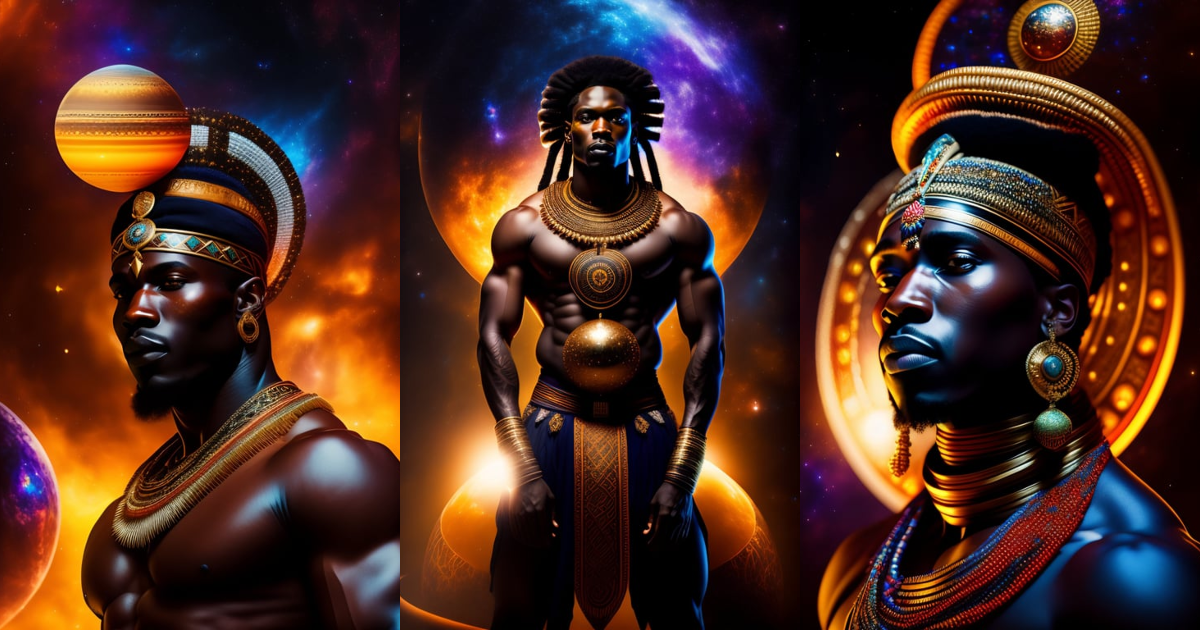 Lexica - The primordial darkness embodying a nubian god, erebus wearing ...