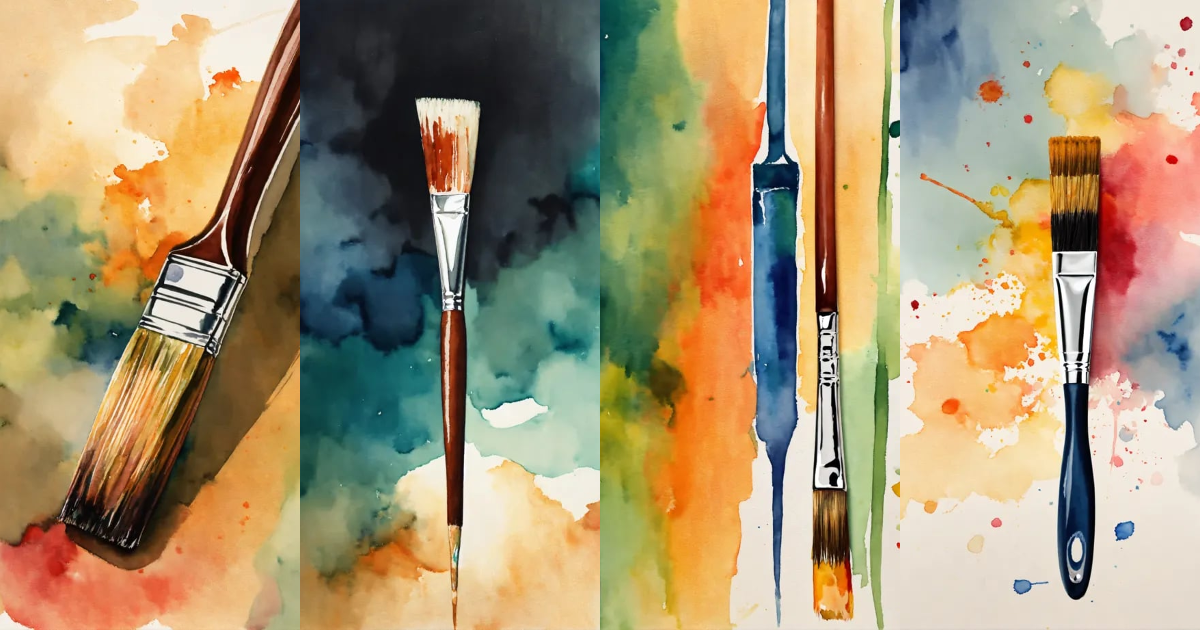 Lexica - A simple paintbrush with a stroke of paint, watercolor.