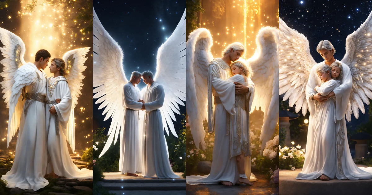 Lexica - 2 male guardian angels with detailed and luminous white angel ...