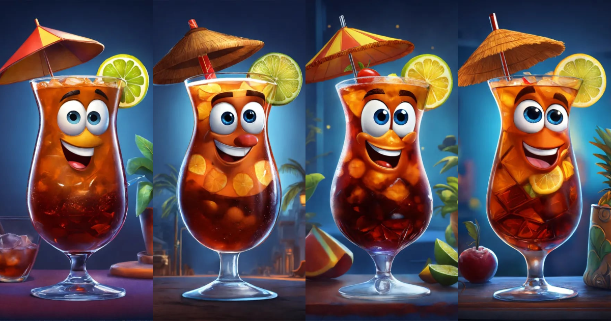 Lexica - Cartoon style, well shaded, smooth, pixar, Cuba libre cocktail ...