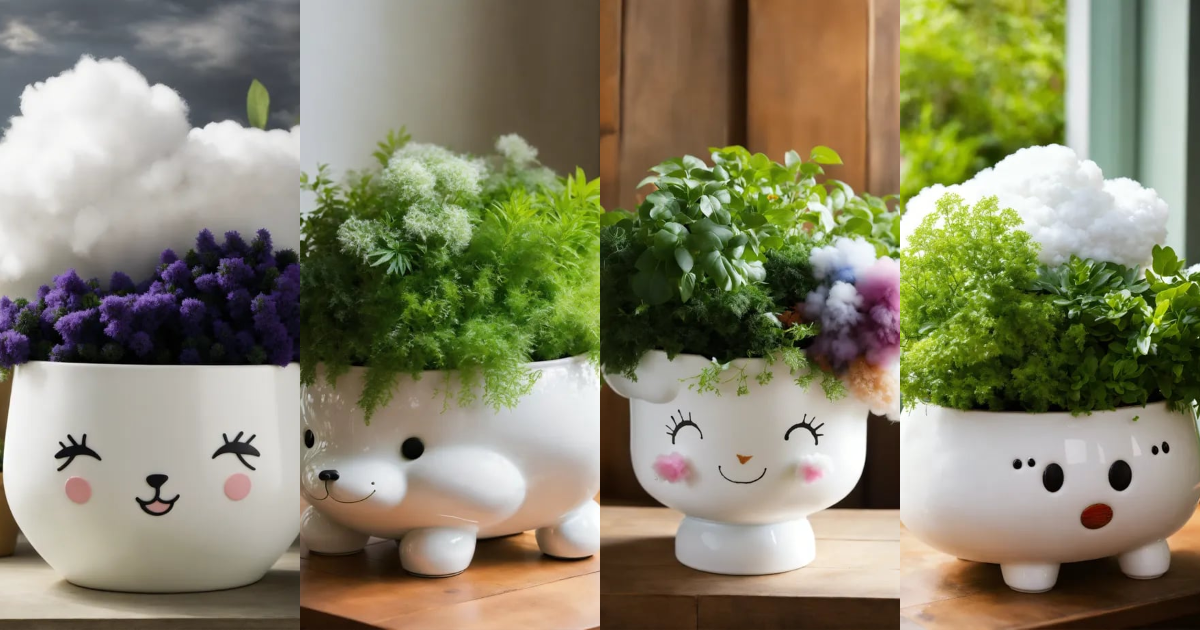 Lexica - Create an image of a whimsical plant pot or planter cleverly ...