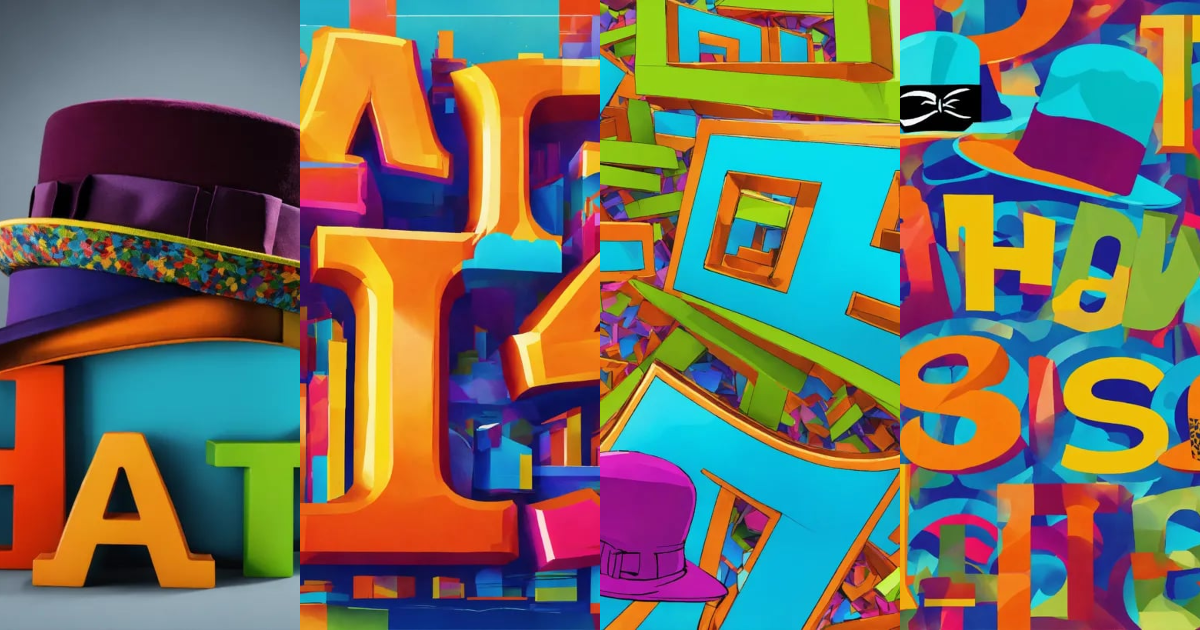 Lexica - Generate a colorful hip-hop-style image of the word 'HATS ...