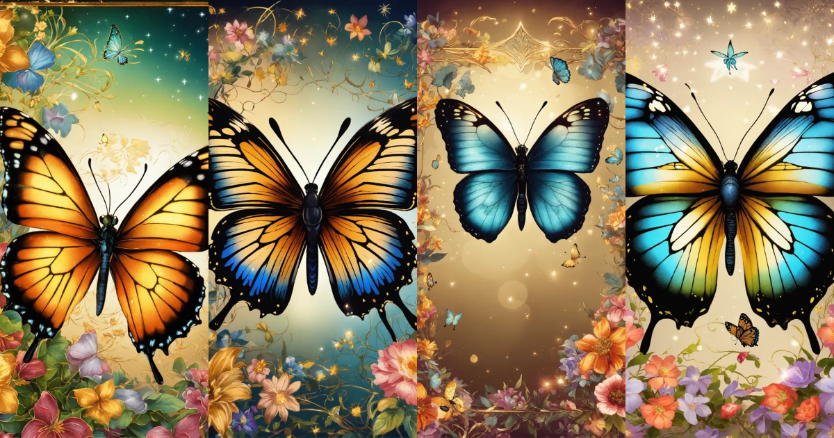 Lexica - Overwhelmingly beautiful butterfly framed with vector stars ...