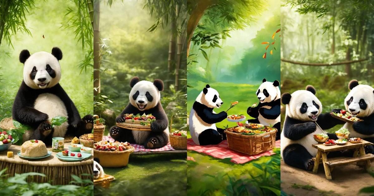 Lexica - Join a panda picnic party amidst lush greenery, where these ...